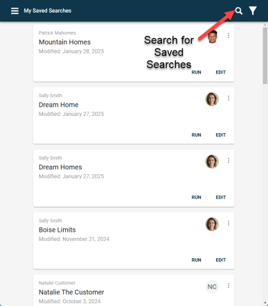 Saved Searches in Paragon Connect
